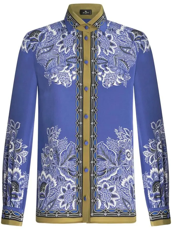 Etro Bandana Print Silk Shirt - Blue