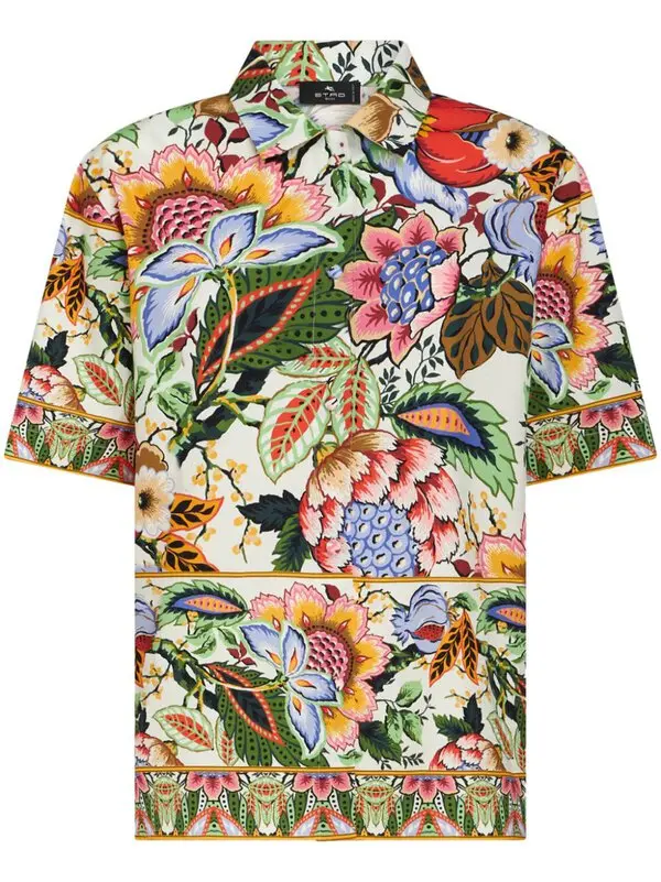 Etro Floral-print Cotton Shirt - Neutrals