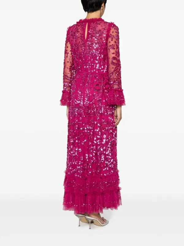 NEEDLE & THREAD Sequinned Ruffled Maxi Dress