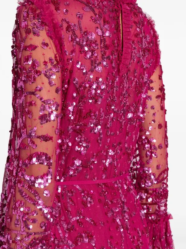 NEEDLE & THREAD Sequinned Ruffled Maxi Dress