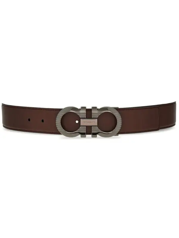 FERRAGAMO Gancini Buckle Reversible Leather Belt - Brown