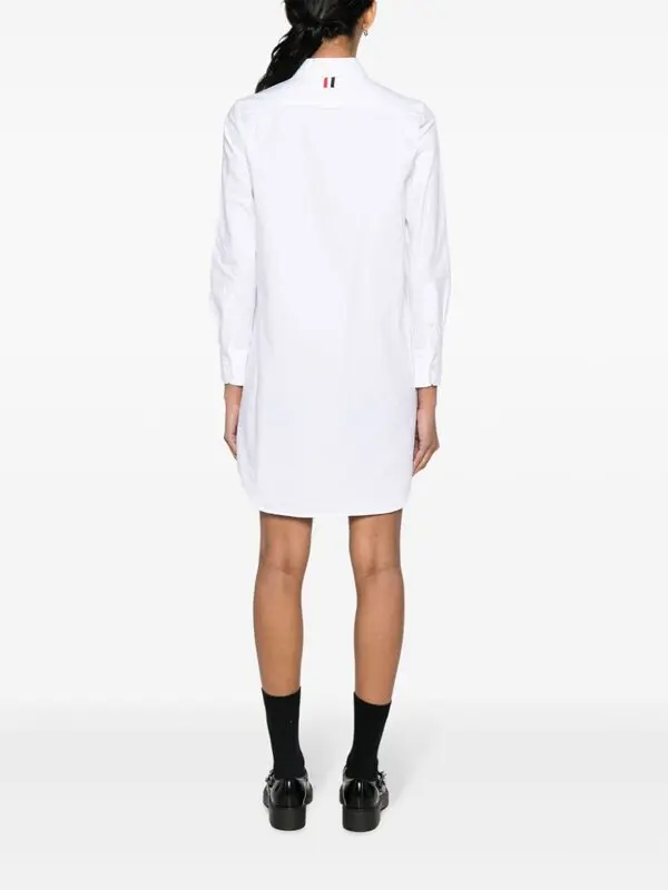 Thom Browne Oxford Grosgrain Placket Mini Shirtdress - White