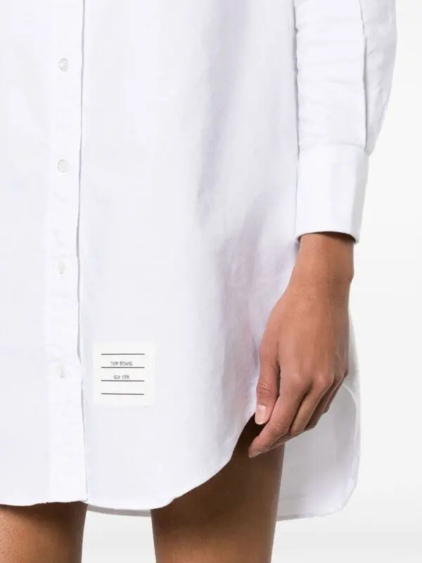 Thom Browne Oxford Grosgrain Placket Mini Shirtdress - White