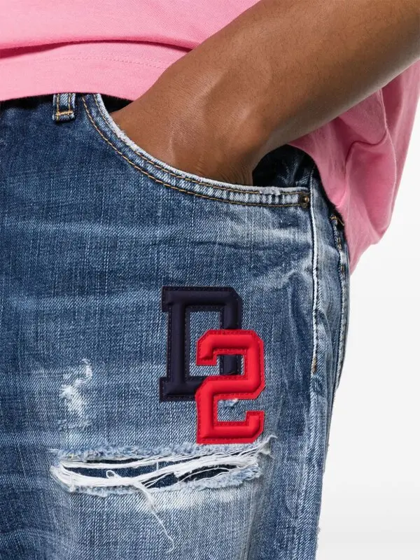 Dsquared2 Ripped Cropped Jeans - Blue