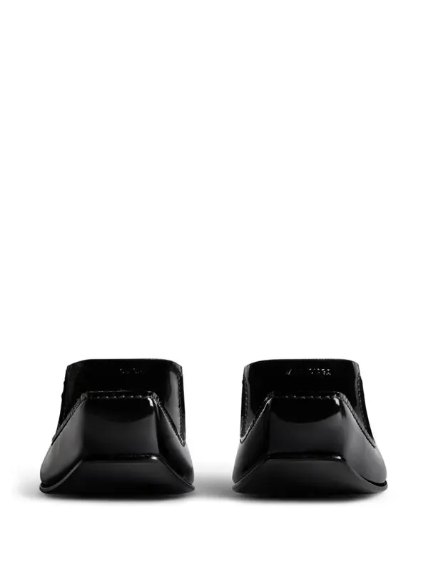 Balenciaga Romeo Patent-Leather Mules - Black | Editorialist