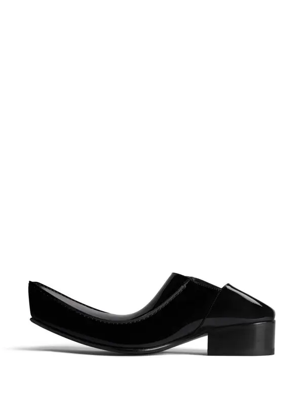 Balenciaga Romeo Patent-Leather Mules - Black | Editorialist