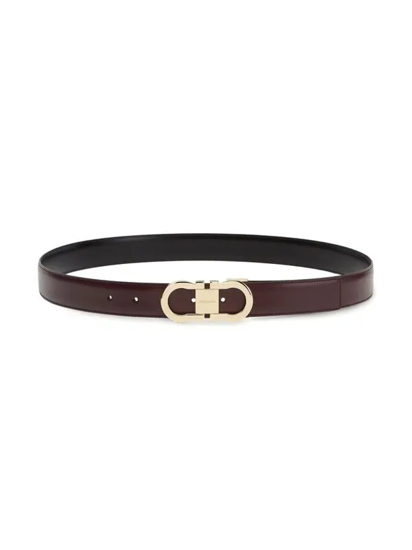 FERRAGAMO Reversible Gancini Leather Belt - Black