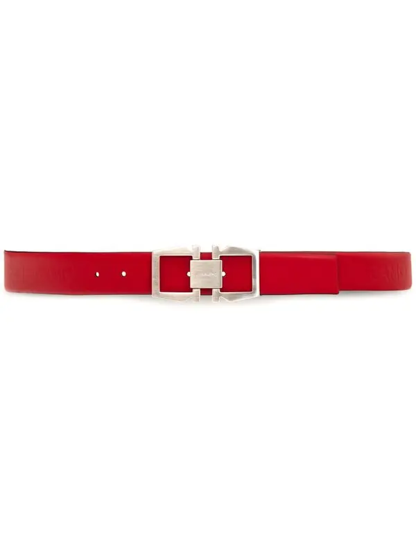 Ferragamo Gancini-Buckle Reversible Leather Belt In Red - 50  display picture 2
