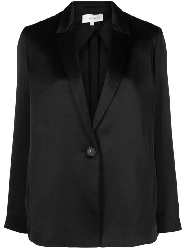 Vince Single-breasted Satin Blazer - Black
