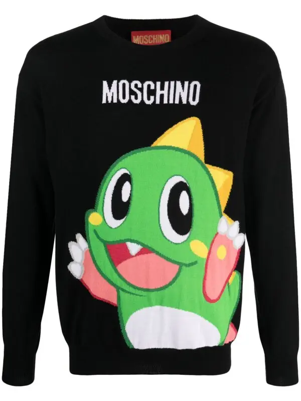 Moschino Logo-jacquard Virgin Wool Jumper - Black