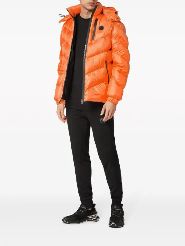 PLEIN SPORT Embroidered Puffer Jacket - Orange