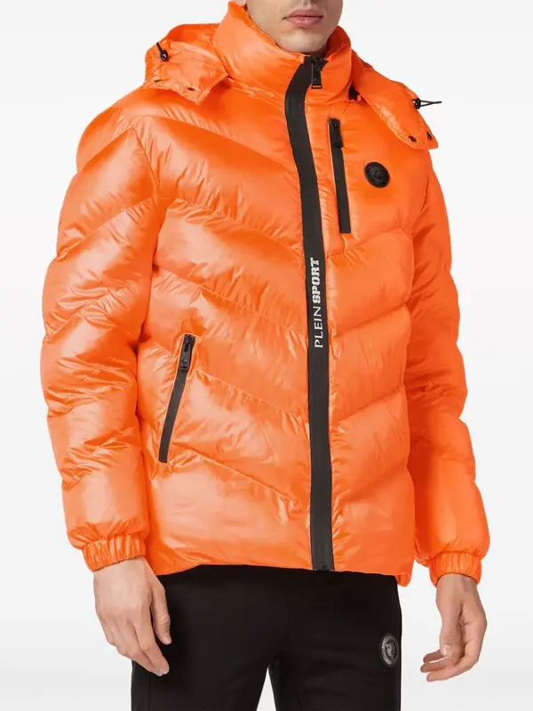 PLEIN SPORT Embroidered Puffer Jacket - Orange