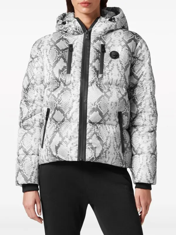PLEIN SPORT Logo-print Puffer Jacket - Grey