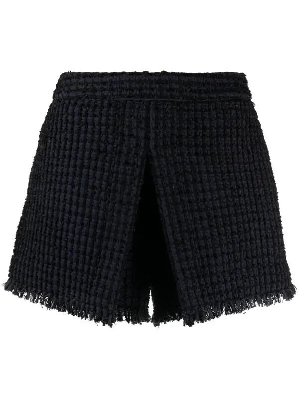 Dsquared2 Frayed-edge Tweed Shorts - Blue