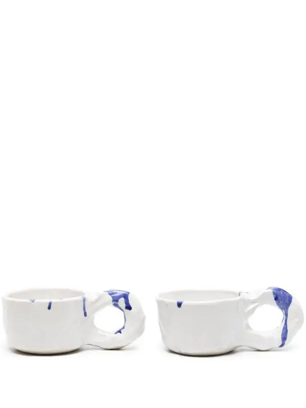 NIKO JUNE Studio Paint-splatter Ceramic Cups - White