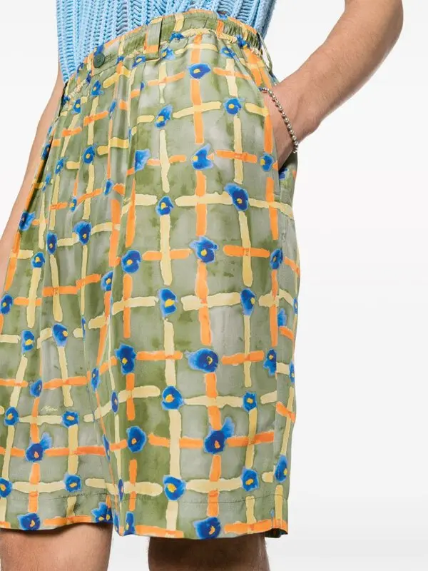 Marni Abstract-print Bermuda Shorts - Green