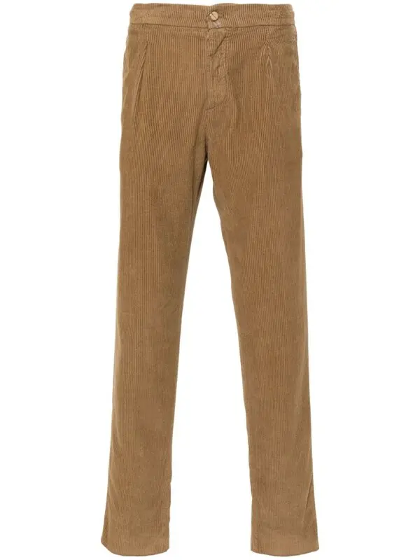 Kiton Slim-cut Corduroy Trousers - Brown