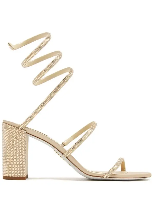 Rene Caovilla Cleo 80mm Crystal-embellished Sandals - Neutrals