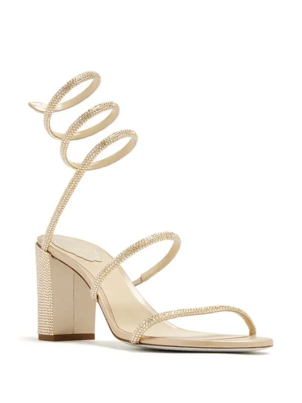 Rene Caovilla Cleo 80mm Crystal-embellished Sandals - Neutrals