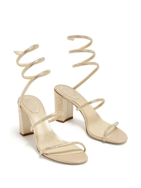 Rene Caovilla Cleo 80mm Crystal-embellished Sandals - Neutrals