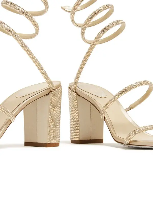 Rene Caovilla Cleo 80mm Crystal-embellished Sandals - Neutrals