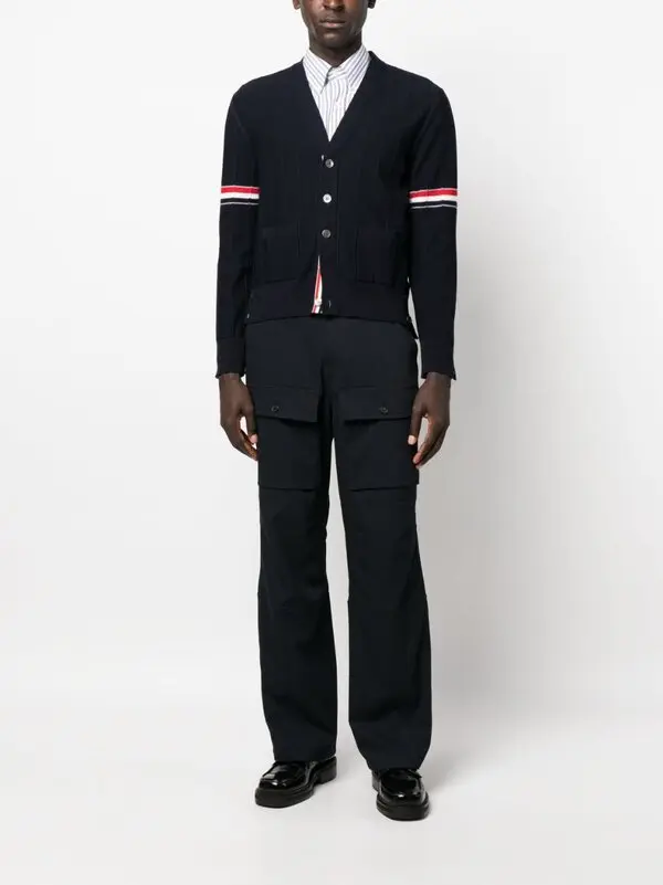 Thom Browne Rwb Stripe V-neck Cardigan