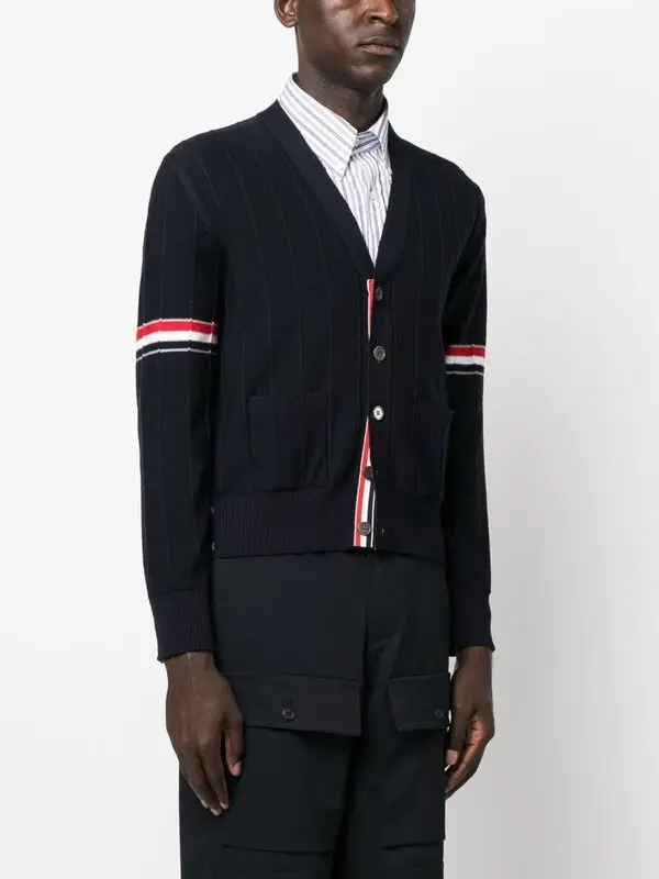 Thom Browne Rwb Stripe V-neck Cardigan