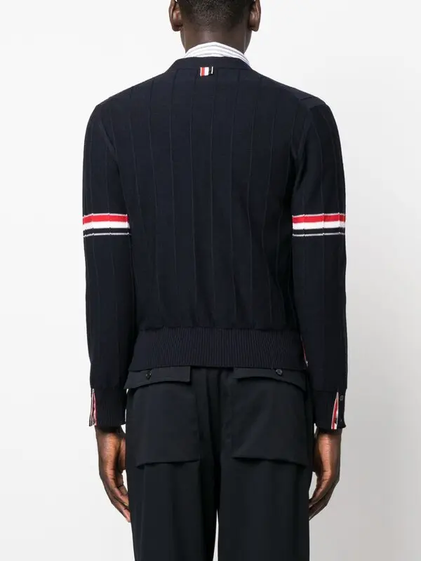 Thom Browne Rwb Stripe V-neck Cardigan