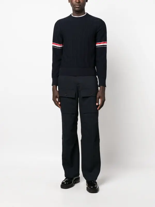 Thom Browne Rwb-stripe Long-sleeve Jumper - Blue