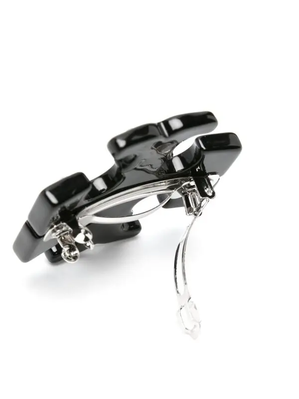 Tory Burch Double T Crystal-Embellished Hair Clip - Black  display picture 3