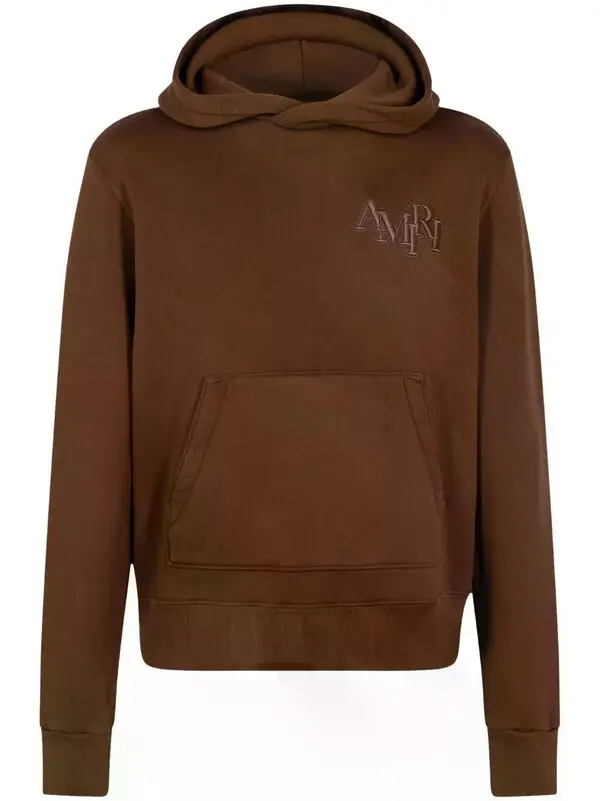 Amiri Staggered Logo-embroidered Cotton Hoodie