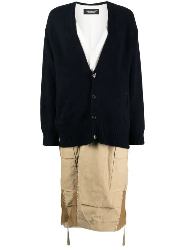 Undercover Colour-block Layered Maxi Coat