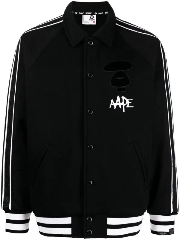 AAPE BY *A BATHING APE® Logo-print Striped Bomber Jacket - Black