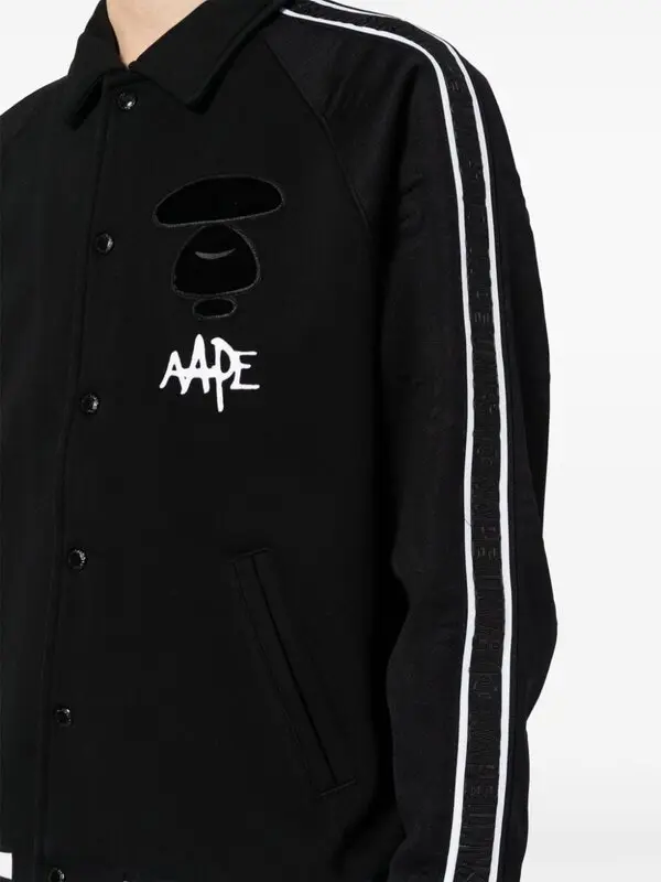 AAPE BY *A BATHING APE Logo-print Striped Bomber Jacket - Black