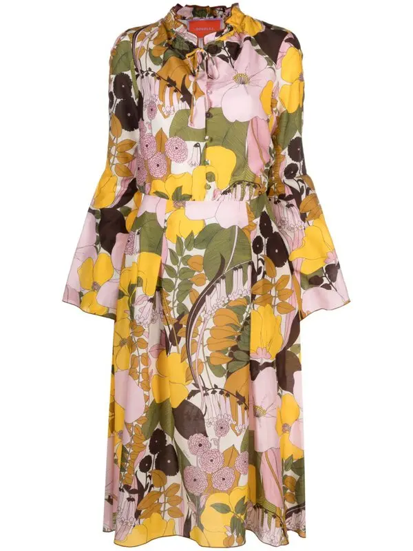 La DoubleJ Casanova Floral-print Midi Dress - Pink
