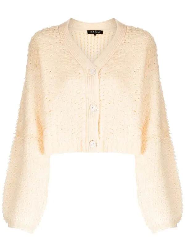 TOUT A COUP Bouclé Cropped Cardigan - Yellow