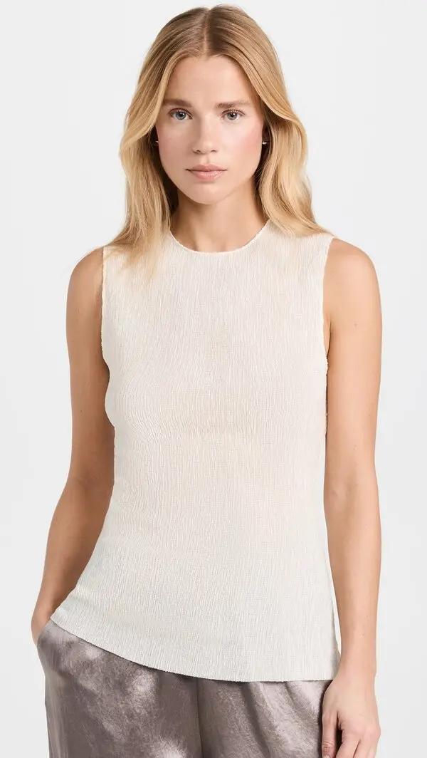 Tibi Crinkle Lyocell Fitted Tank