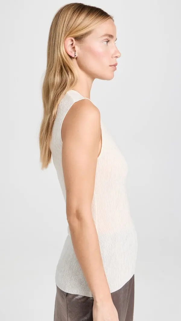 Tibi Crinkle Lyocell Fitted Tank
