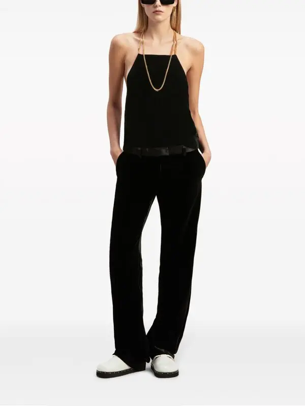 Palm Angels Chain-embellished Velvet Top