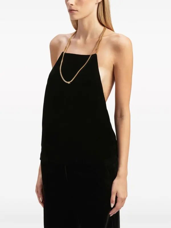 Palm Angels Chain-embellished Velvet Top