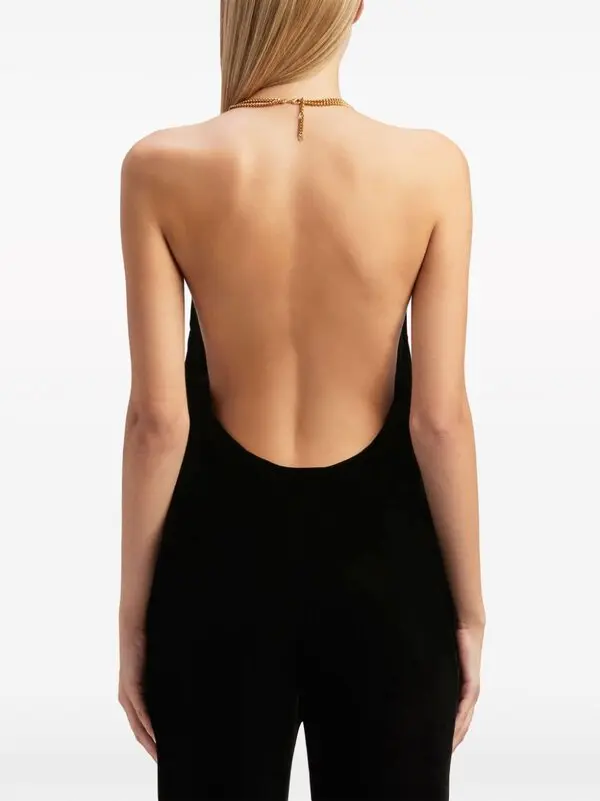 Palm Angels Chain-embellished Velvet Top