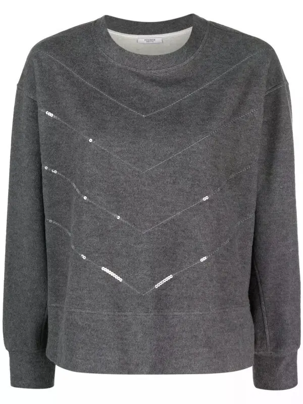Peserico Sequin-embellished Crew-neck Sweatshirt - Grey