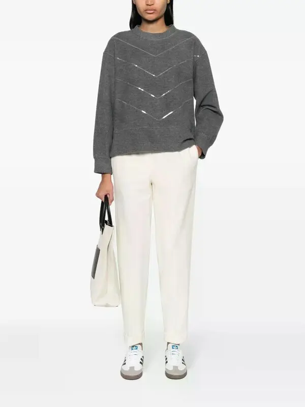 Peserico Sequin-embellished Crew-neck Sweatshirt - Grey