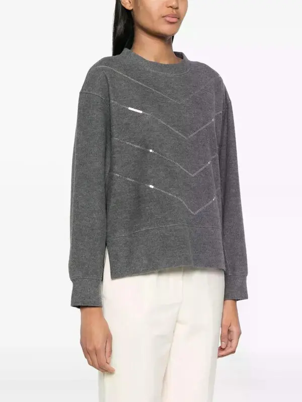 Peserico Sequin-embellished Crew-neck Sweatshirt - Grey