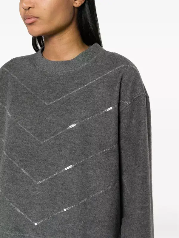Peserico Sequin-embellished Crew-neck Sweatshirt - Grey