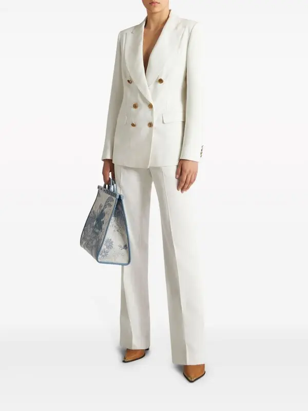 Etro Slub-texture Double-breasted Blazer - White