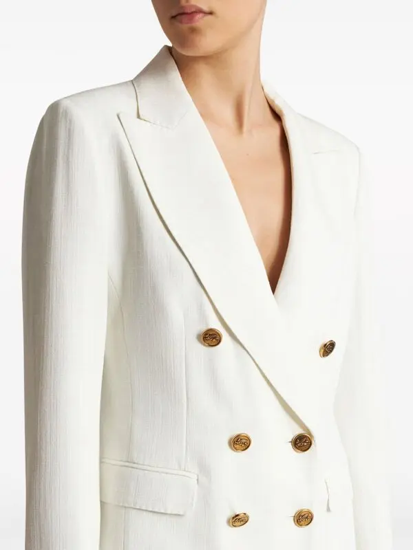 Etro Slub-texture Double-breasted Blazer - White