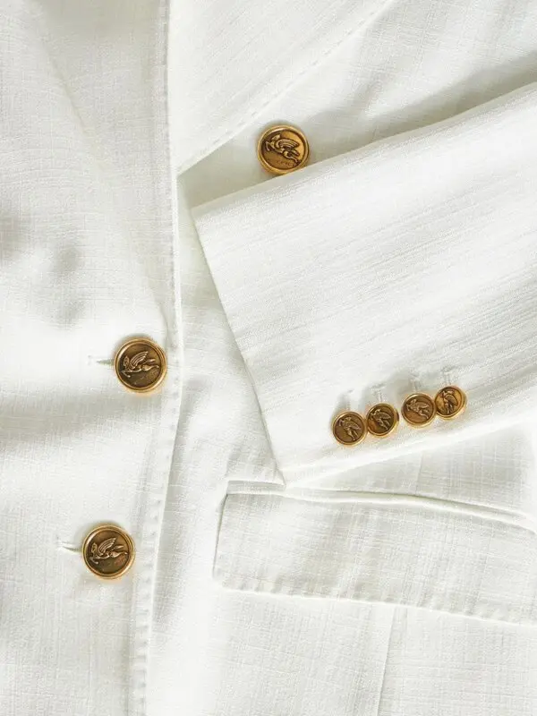 Etro Slub-texture Double-breasted Blazer - White