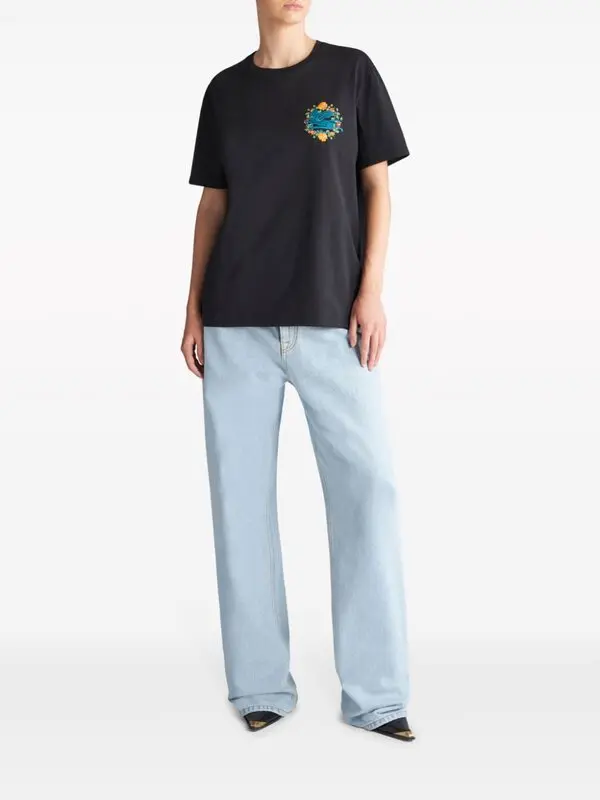 Etro Pegaso-embroidered T-shirt - Black
