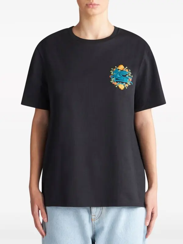 Etro Pegaso-embroidered T-shirt - Black